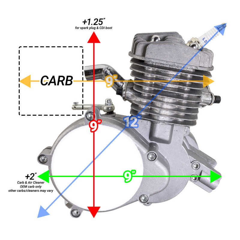 Zeda80 - Complete 47mm Bore 2 Stroke Motorized Bicycle Engine Kit 80cc
